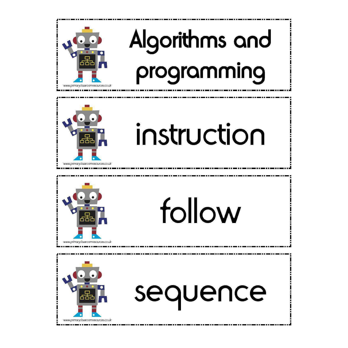 Computing Year 1 Vocabulary Algorithms And Programming Primary Classroom Resources