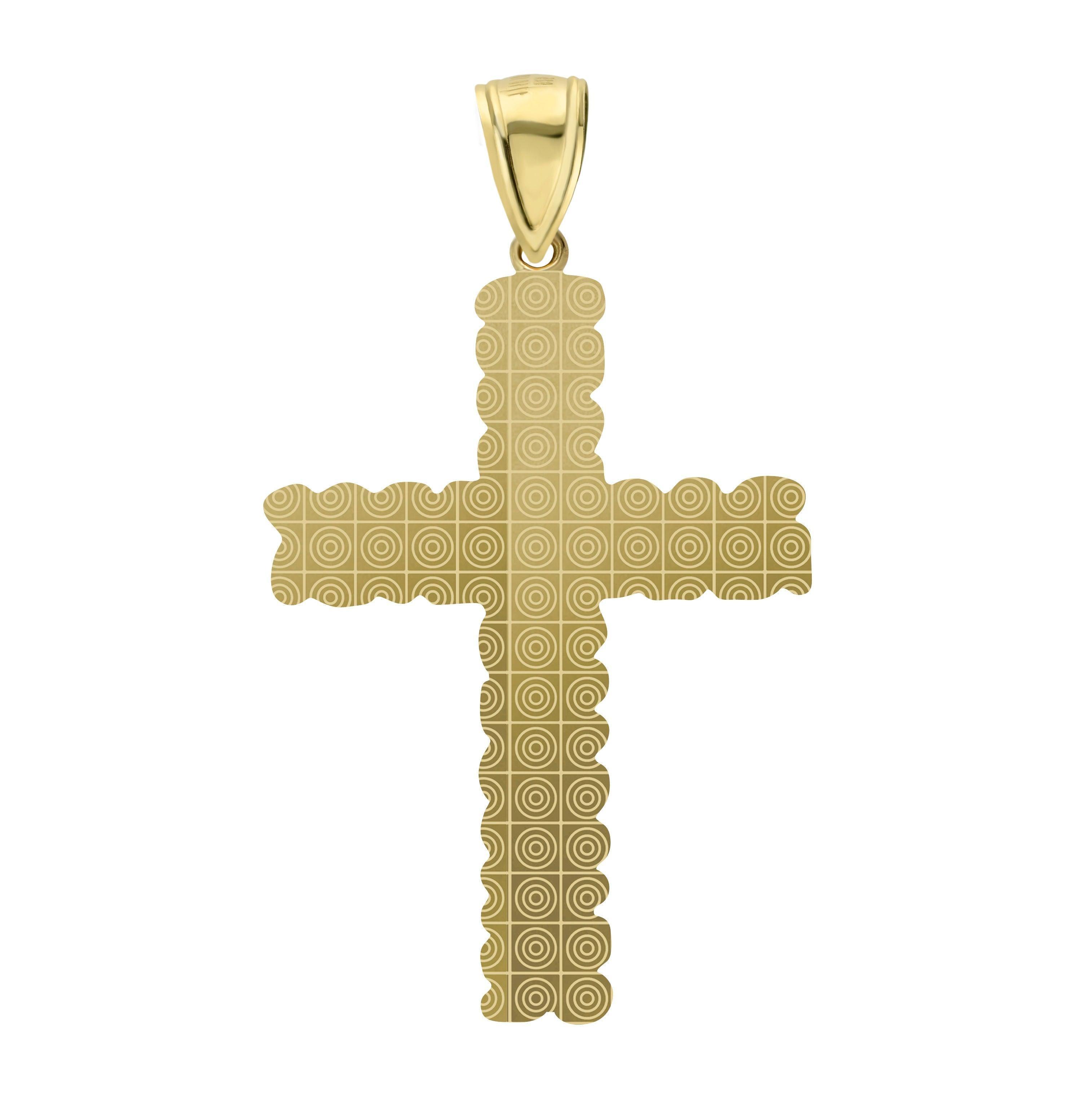 2 3 4 Big Nugget Textured Cross Crucifix Pendant 10K Yellow Gold