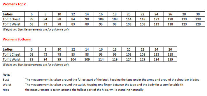 Size Chart BENCHMARK