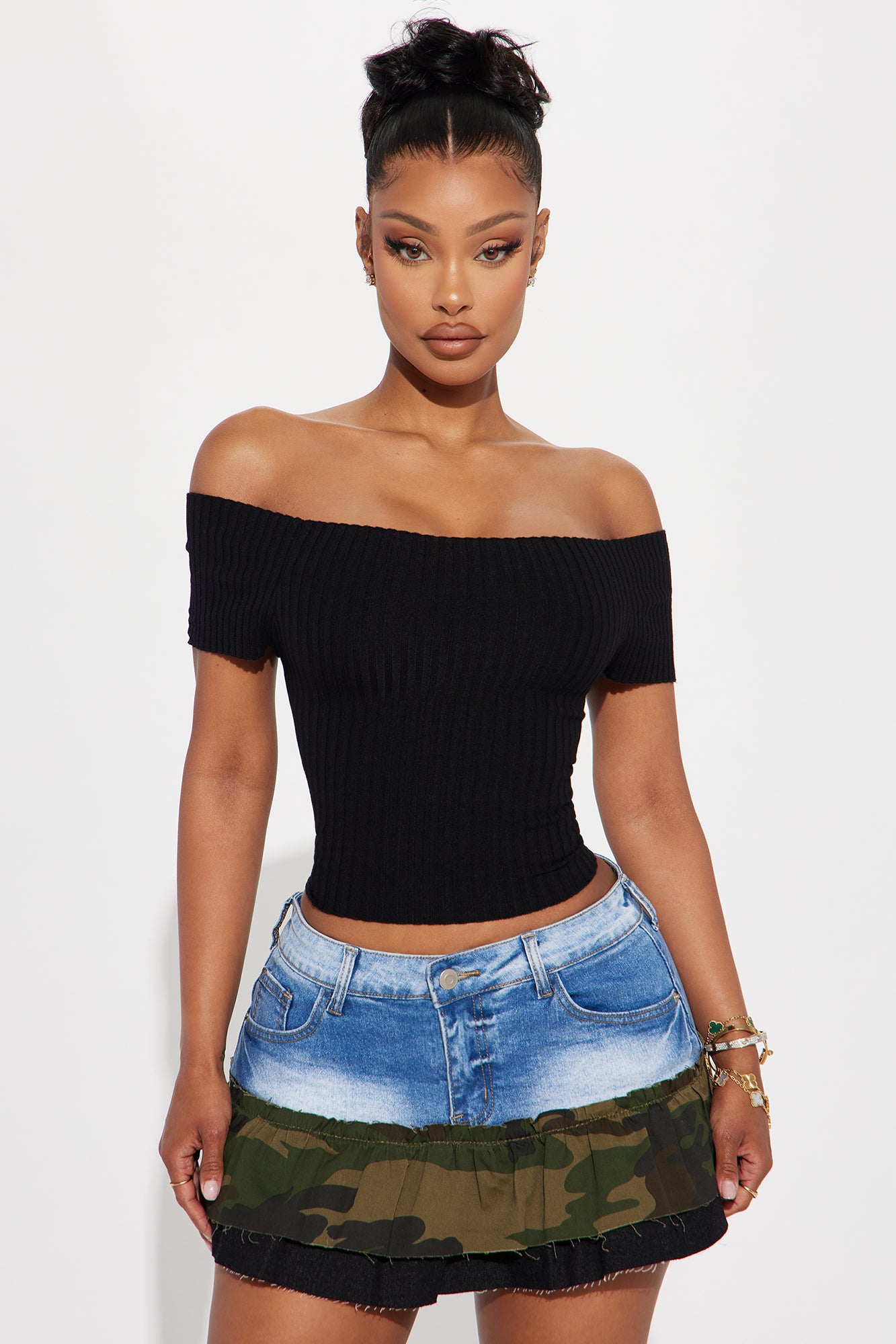 Going Places Off Shoulder Sweater Top Black Fashion Nova