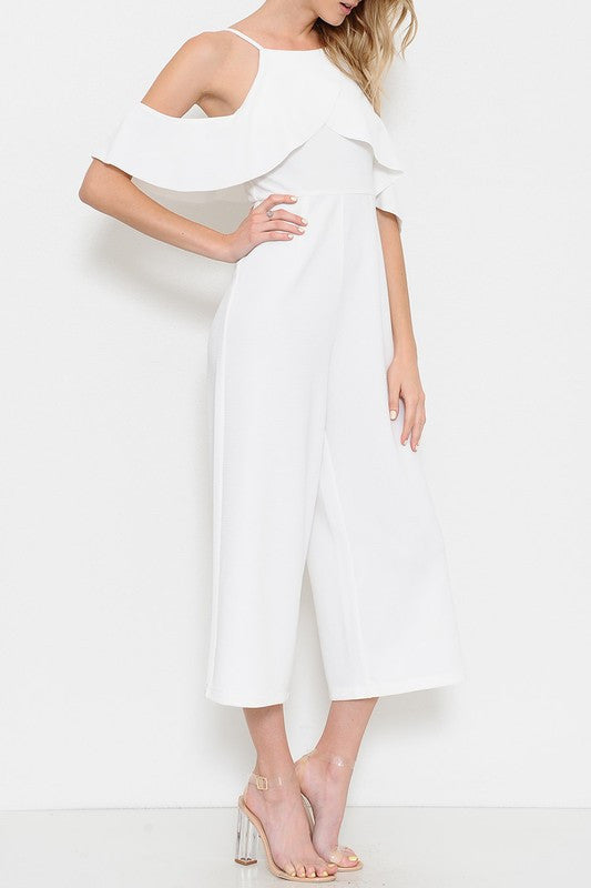 Elegant Off Shoulder White Jumpsuit Edite Mode