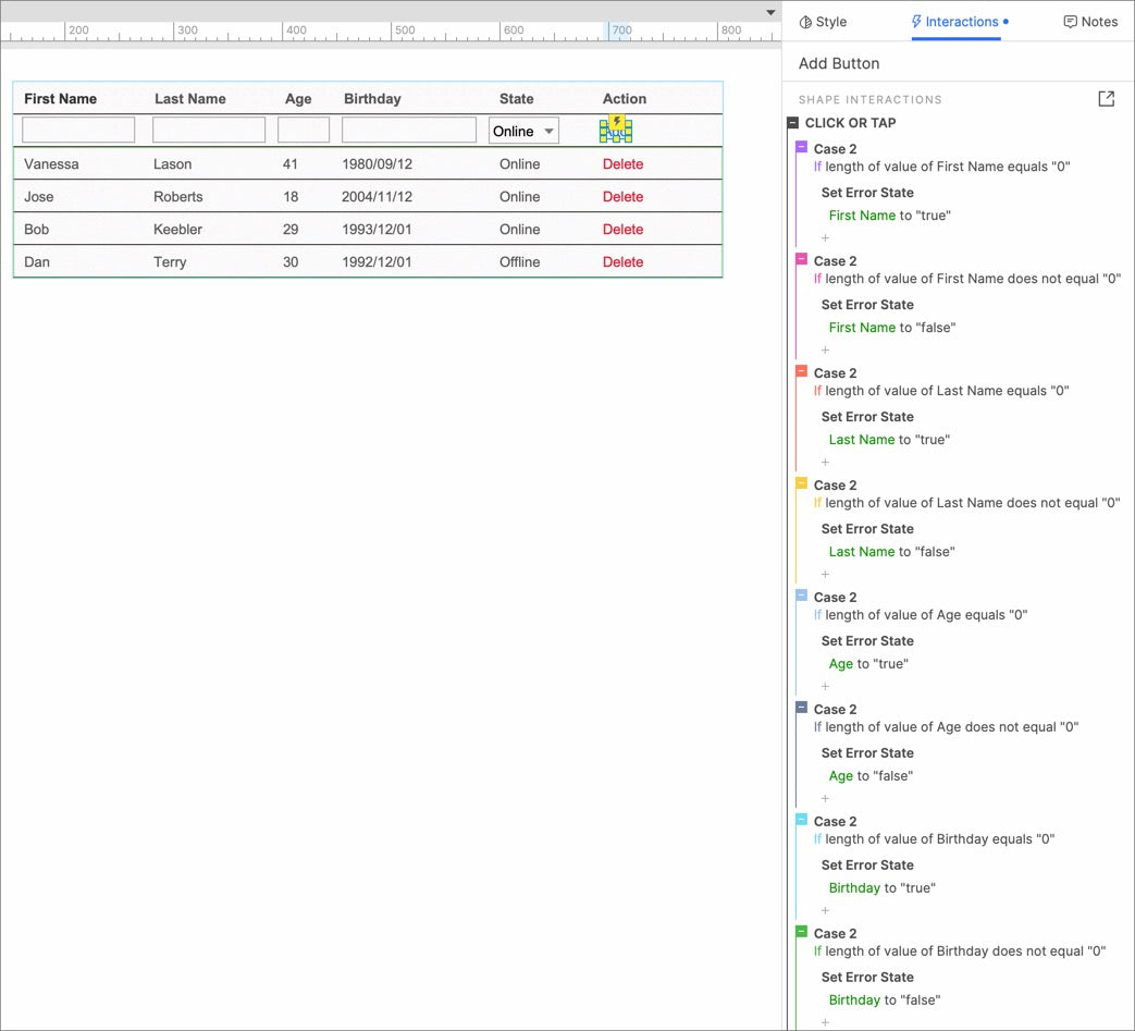 Axure Tutorial Table Data Addition And Deletion Repeater Intermedia Axureboutique