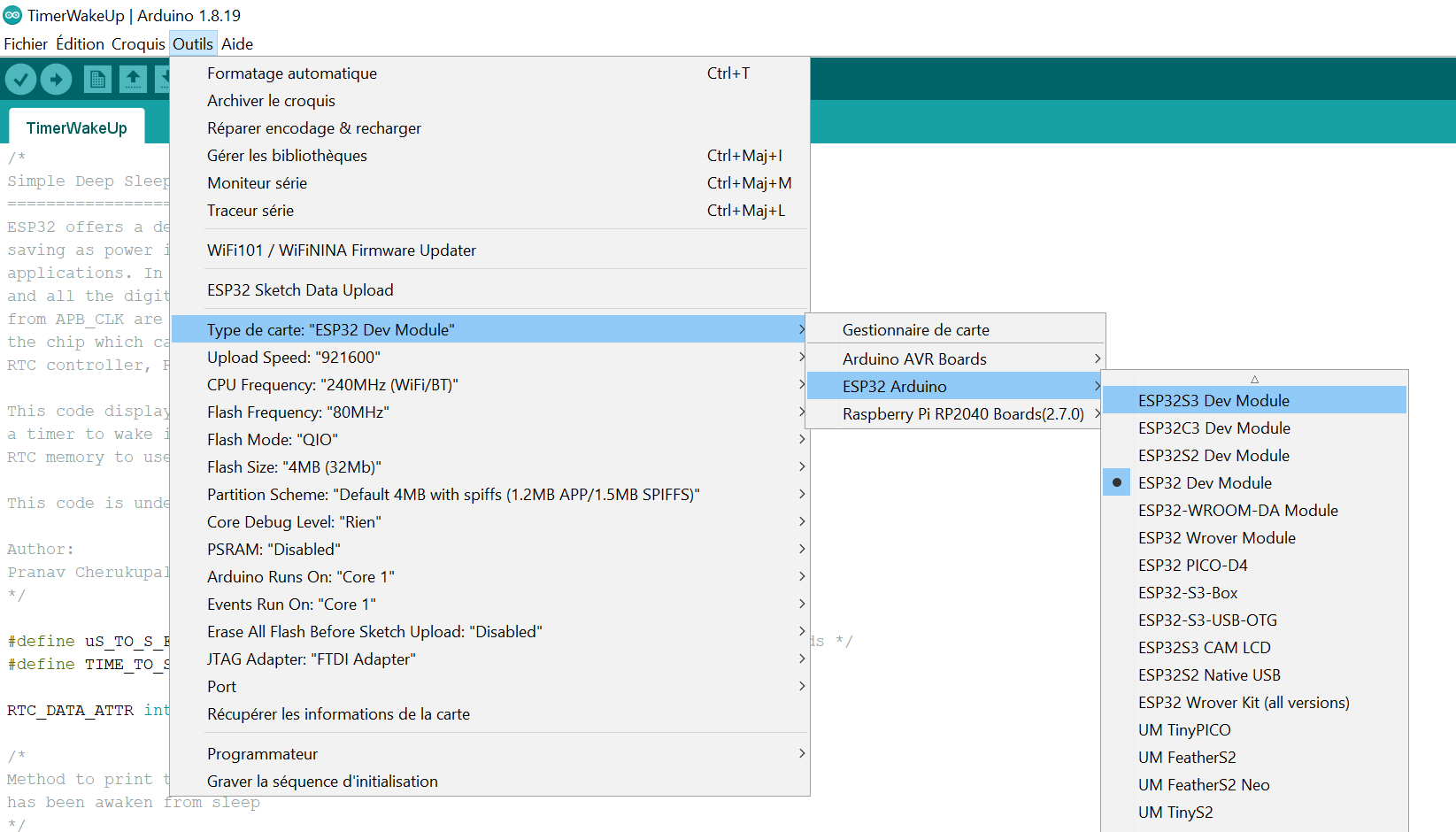 Premiers pas avec la carte uPesy ESP32-C3 Low Power Basic
