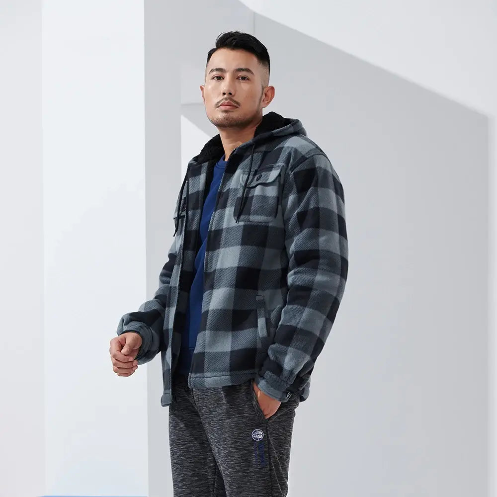 Mens Plaid Sherpa Lined Flannel Jacket Leehanton