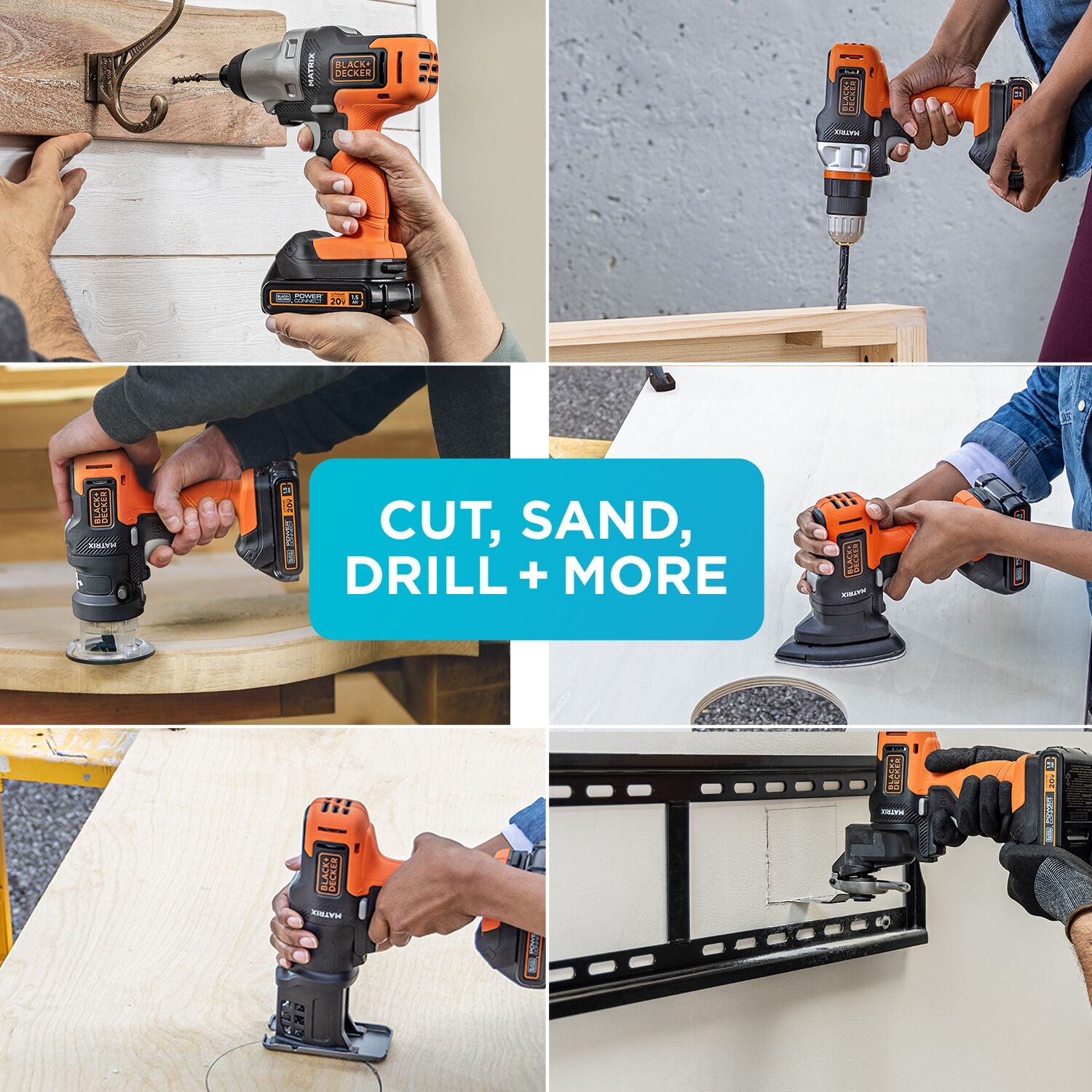 20V MAX MATRIX Drill Power Tool Combo Kit 6 Tool Set Cordless Tool Set BLACK DECKER