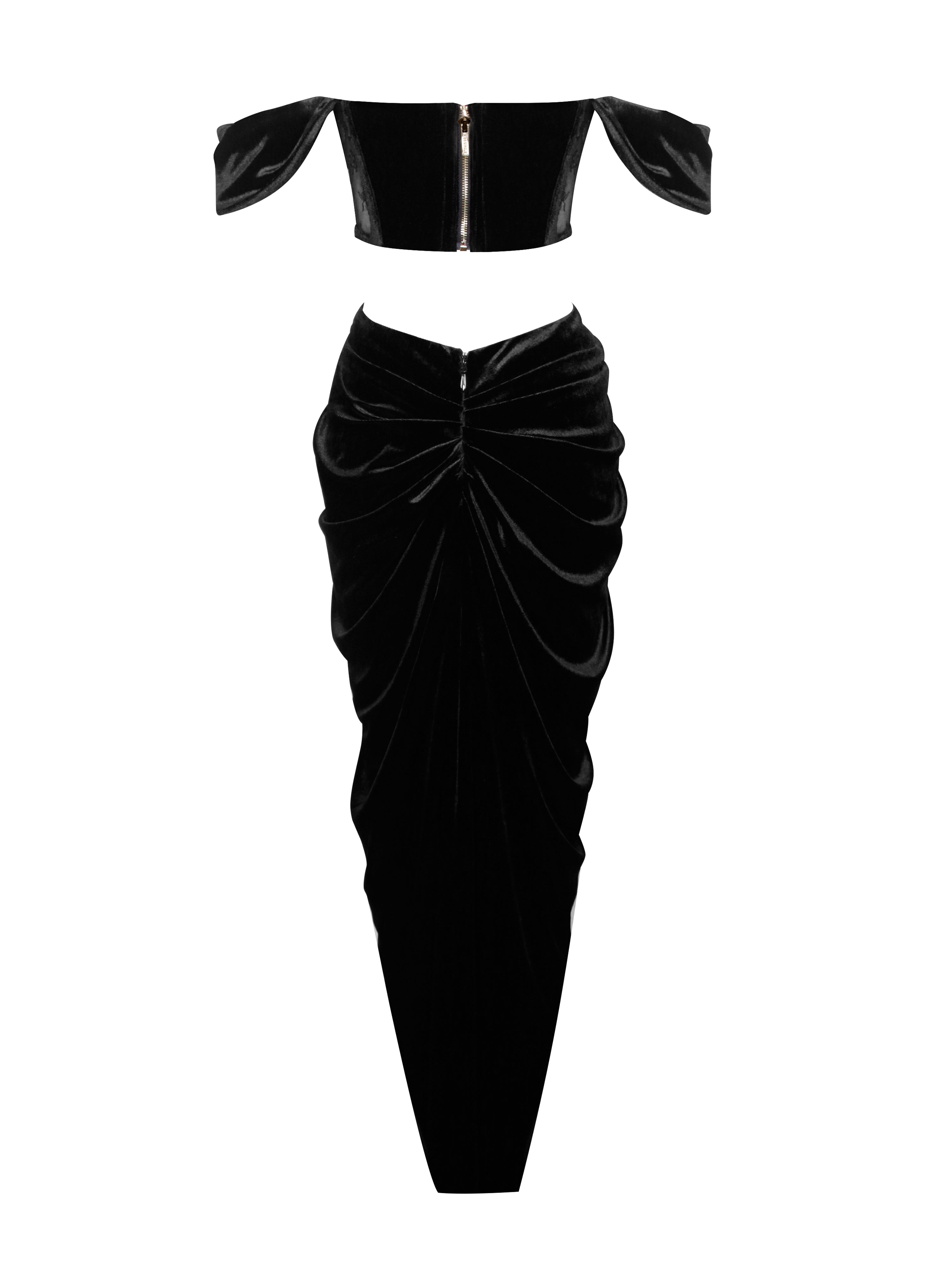 Quintessa Black Lace Velvet Corset Off Shoulder Gown Miss Circle