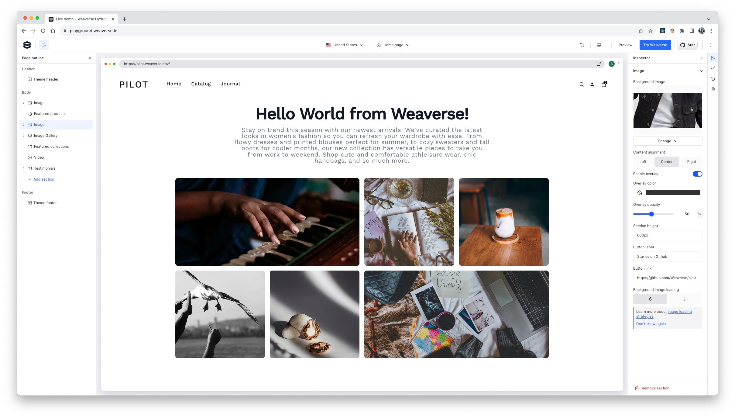 GitHub - Weaverse/pilot: A fully-featured Shopify Hydrogen theme ...