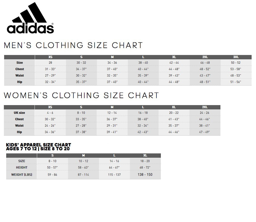 Adidas Size Chart — Winnipeg Outfitters