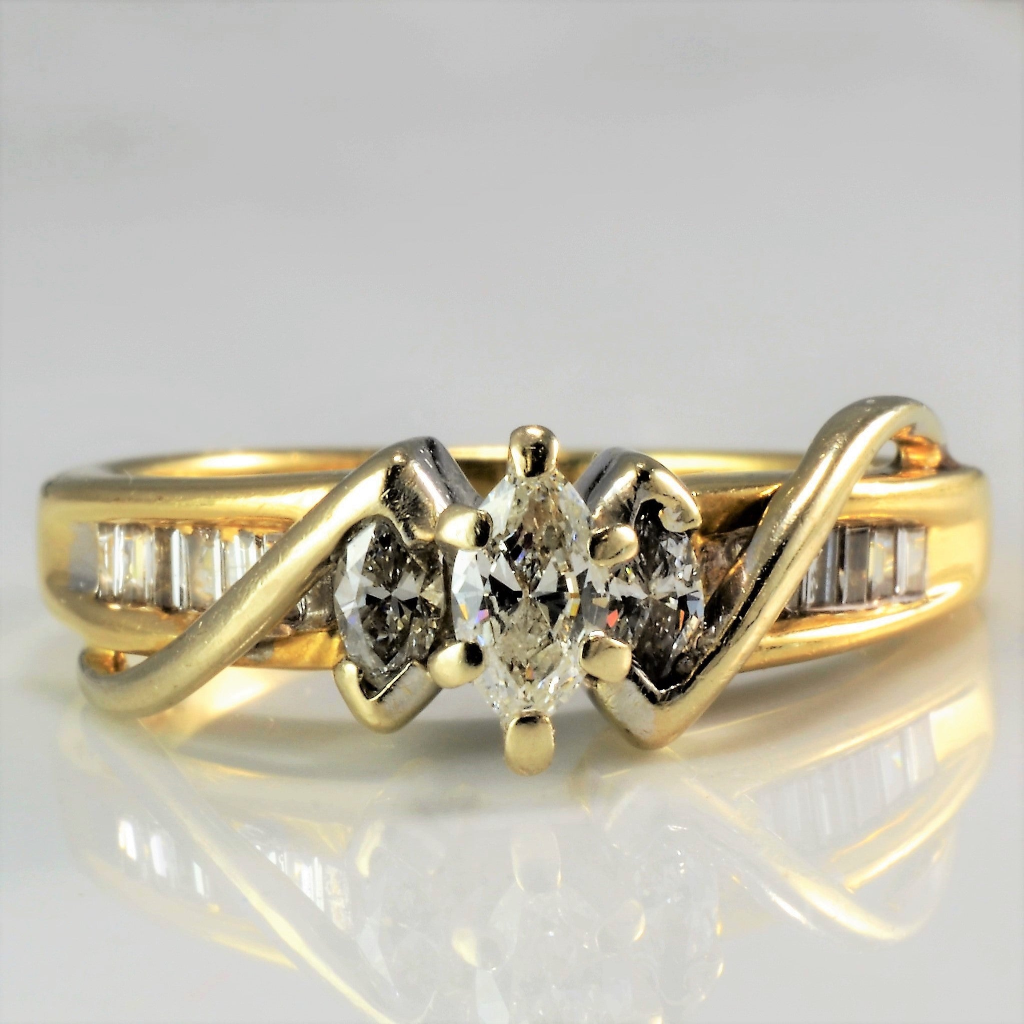 Bypass Three Stone Marquise Diamond Engagement Ring 040 Ctw Sz 7 100 Ways