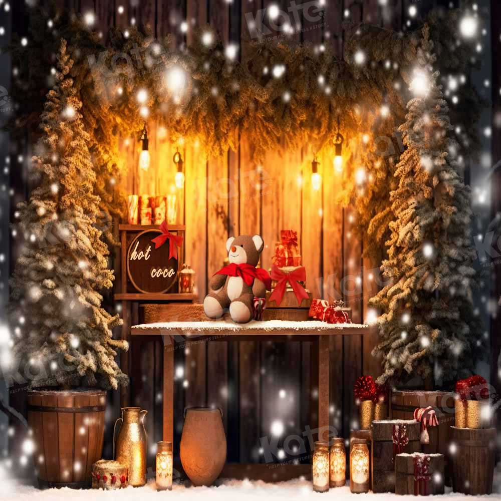 Kate Christmas Hot Cocoa Night Teddy Bear Backdrop Designed By Chain P