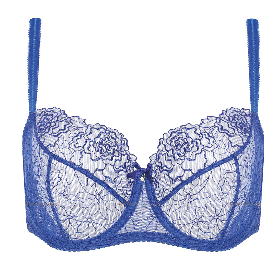 Sheer Lace Balcony Bra Gorteks Pamela Sapphire Lavinia Lingerie