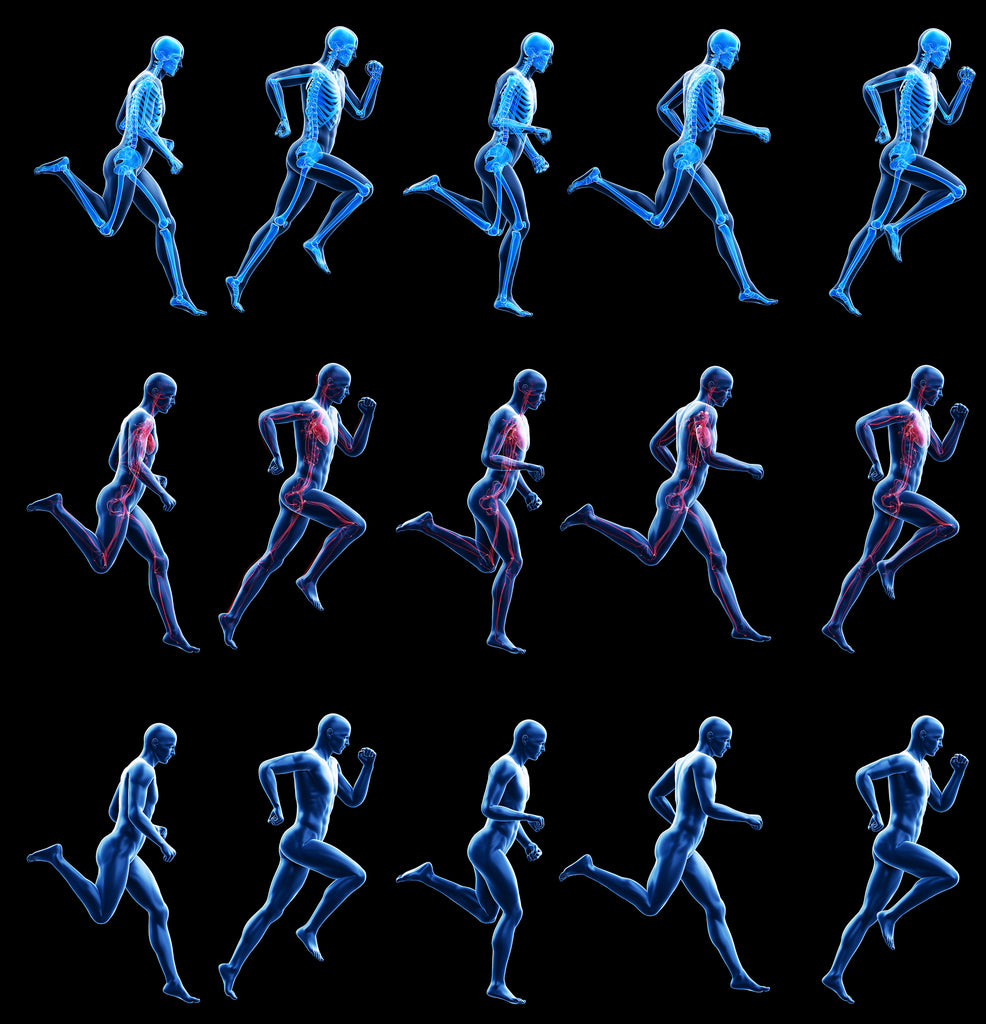 Home › Sports Fabric, Running Fabric, Running Man on Black, Cotton or ...